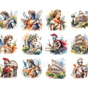 Ancient Rome Watercolor Clipart | Roman Empire | Mythology Png | PNG ...