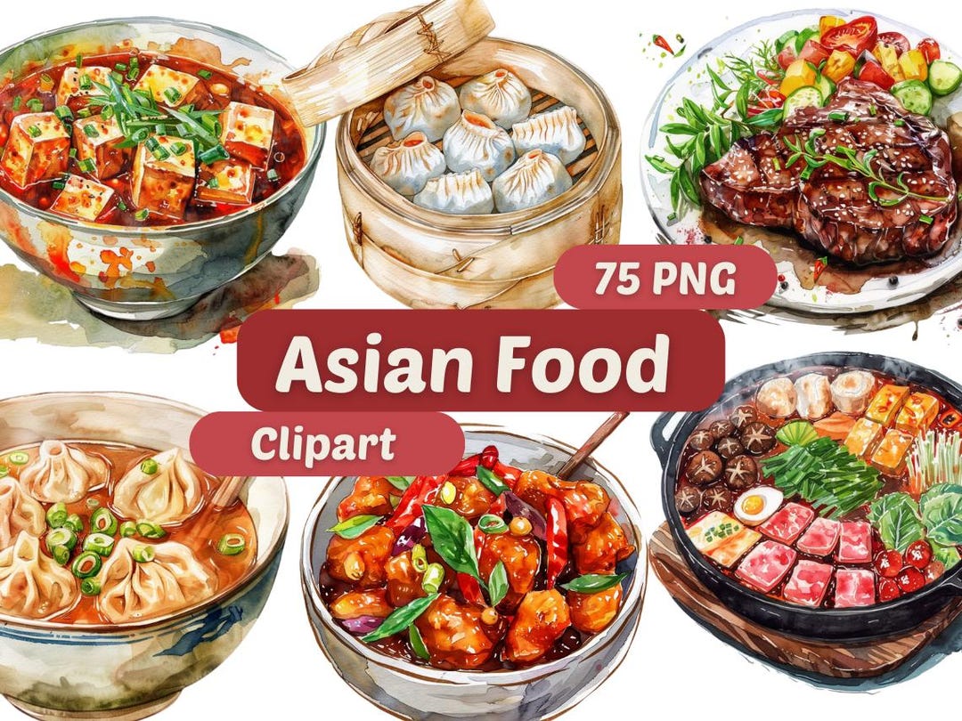 Asian Foods Watercolor Clipart | Asian Food PNG | Food PNG | PNG Bundle ...