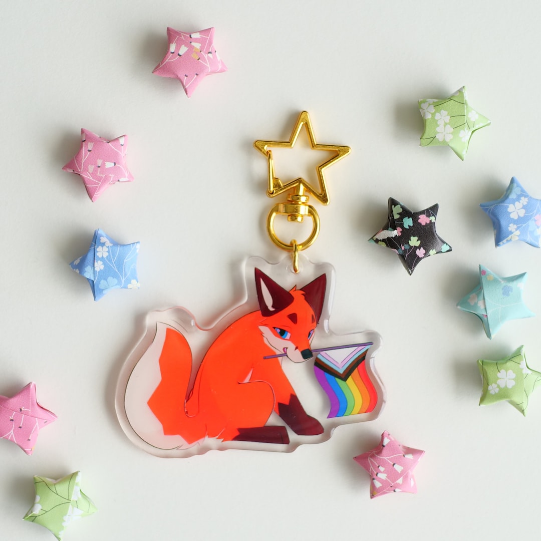 Pride Fox Acrylic Charm | Cute Charm LGBTQ - Etsy