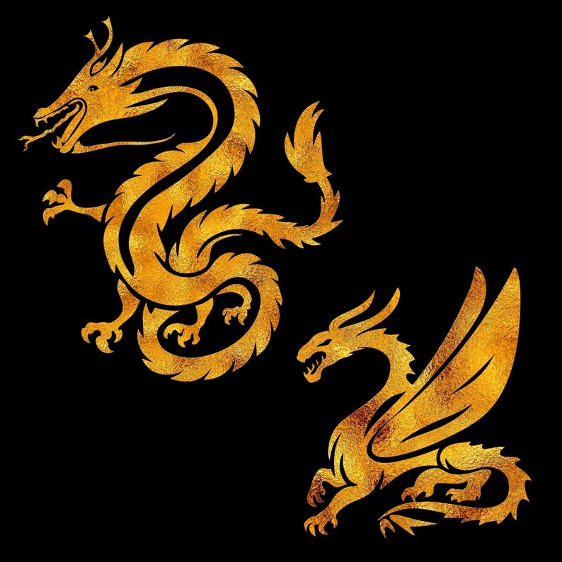 Golden Majesty: A Metallic Gold Dragon, Gold Dragon Png, Digital ...
