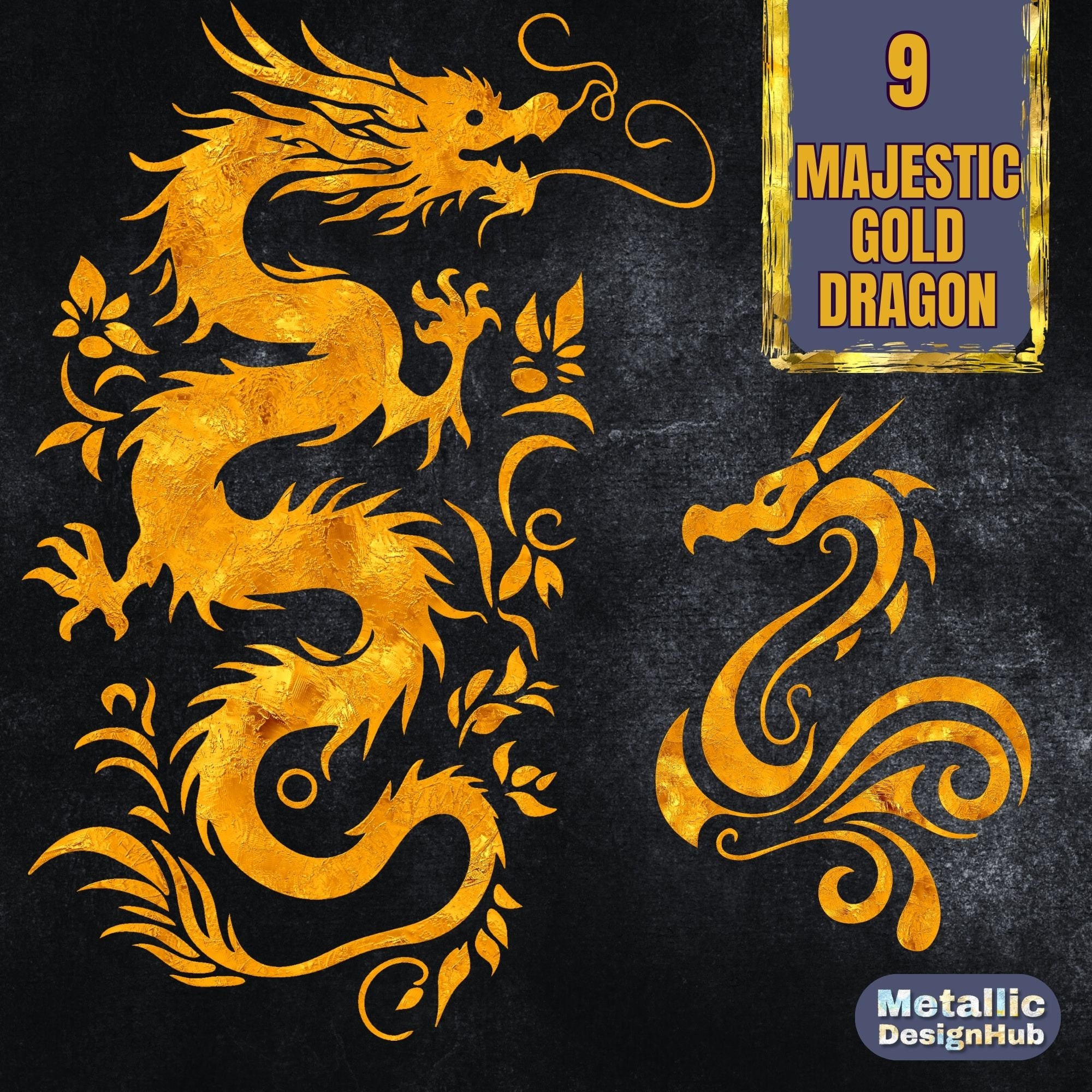 Golden Majesty: A Metallic Gold Dragon, Gold Dragon Png, Digital ...