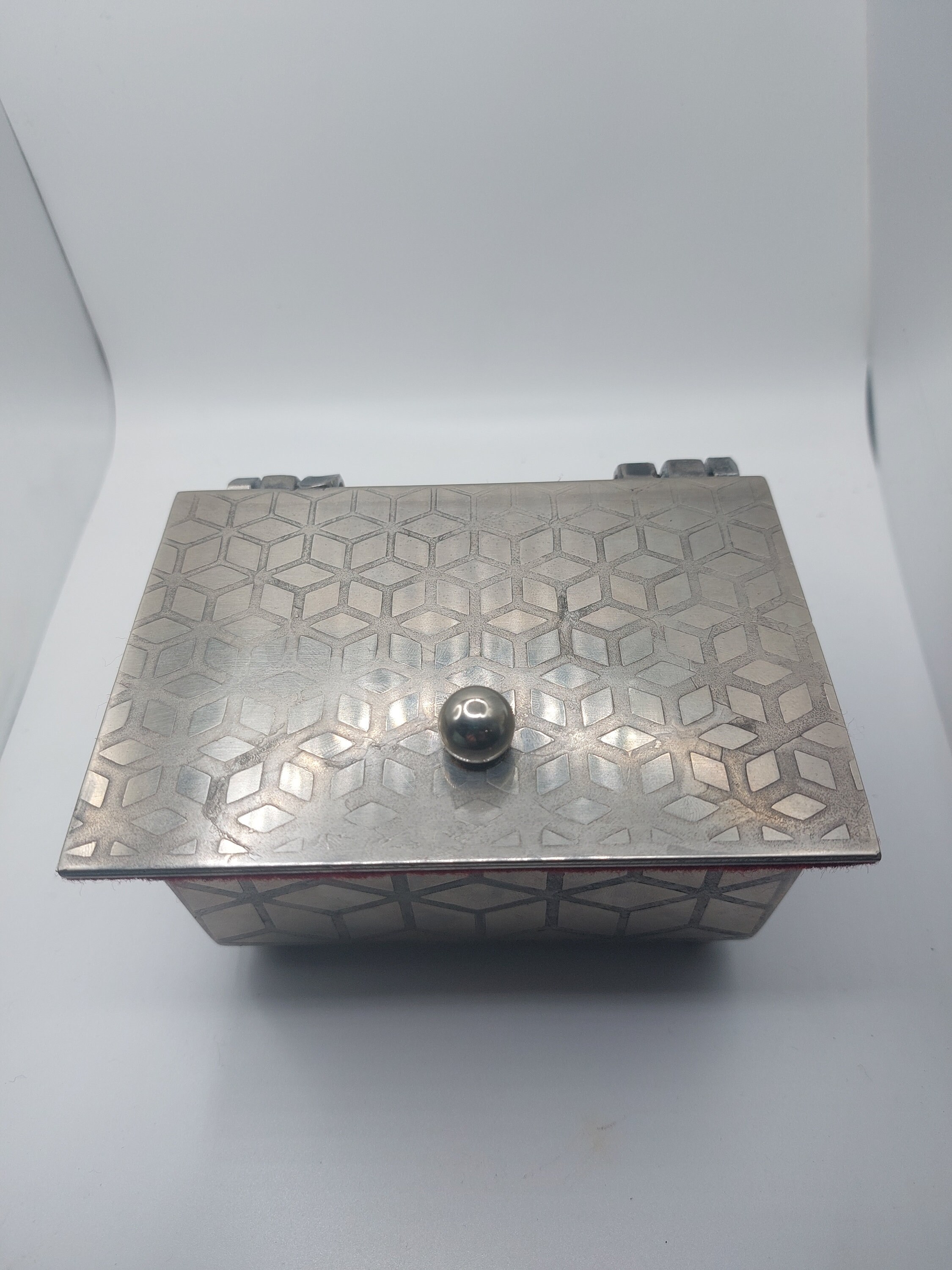 Nickel Plated Steel Keepsake Box Etched Jewelry Box, Steel Ball Feet ...