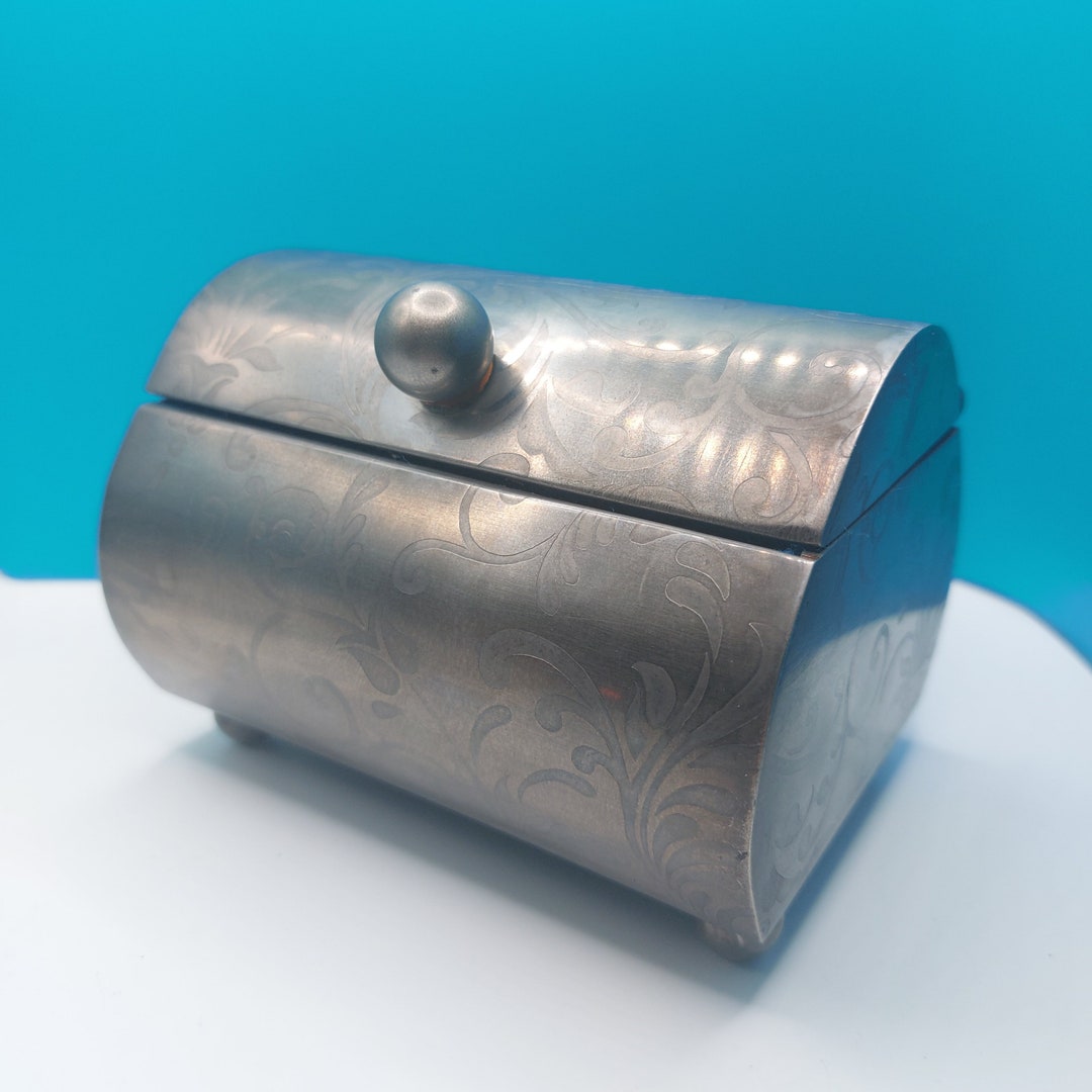 Floral - Round Nickel Plated Steel Keepsake Box 4.5"x 3" - Etsy