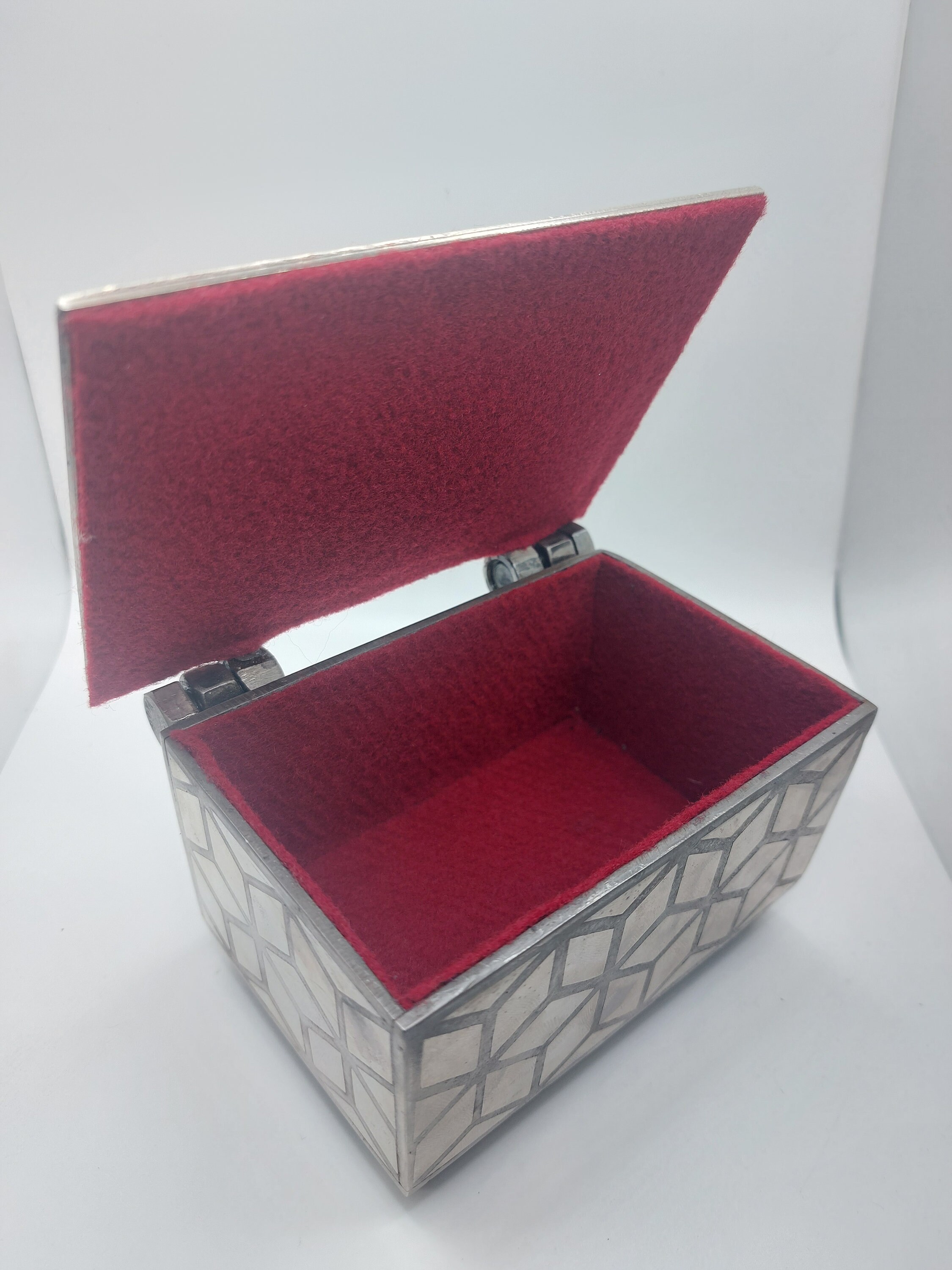 Nickel Plated Steel Keepsake Box Etched Jewelry Box, Steel Ball Feet ...