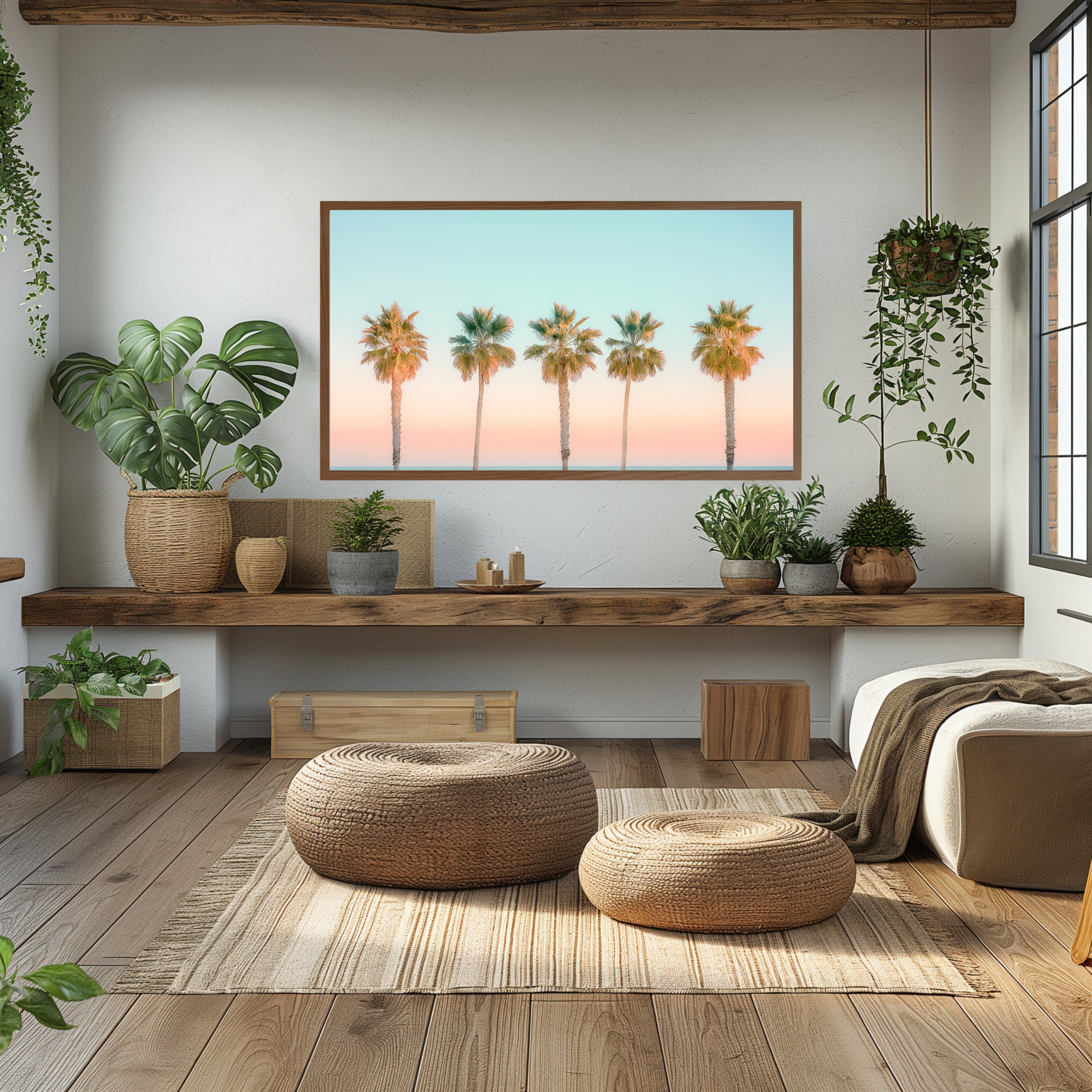 Samsung Frame TV Art Dreamy Pink Beach Gallery | Digital Download Beach ...