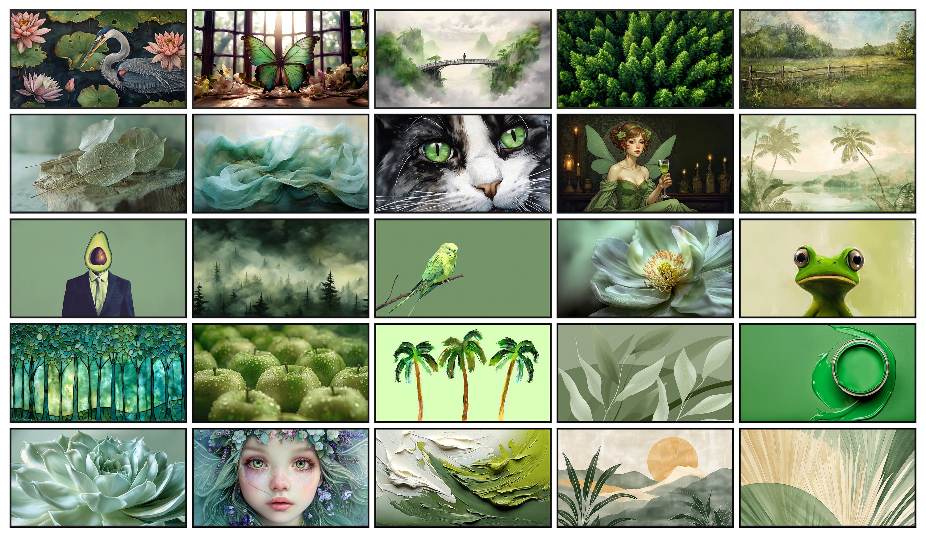Samsung Frame TV Green Color Gallery, Frame TV Digital Art Download ...