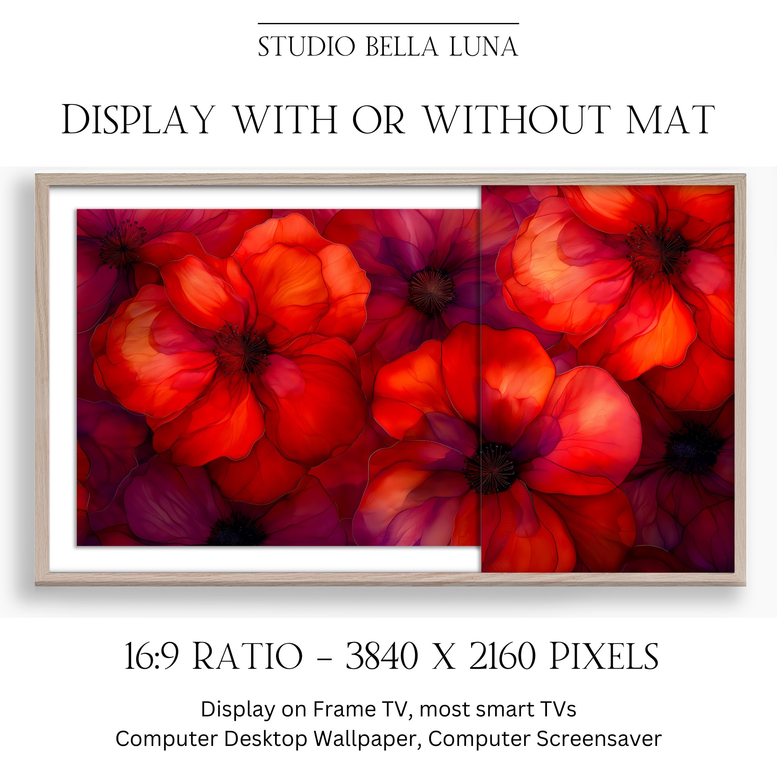 Samsung Frame TV Red Color Gallery Digital Art Download - Etsy
