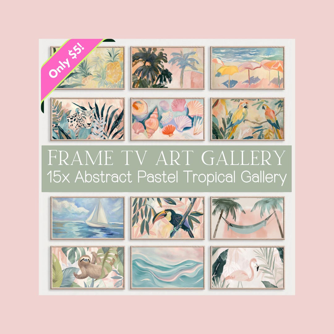 Frame TV Art Gallery Abstract Pastel Tropical Bundle, Summer Beach Palm ...