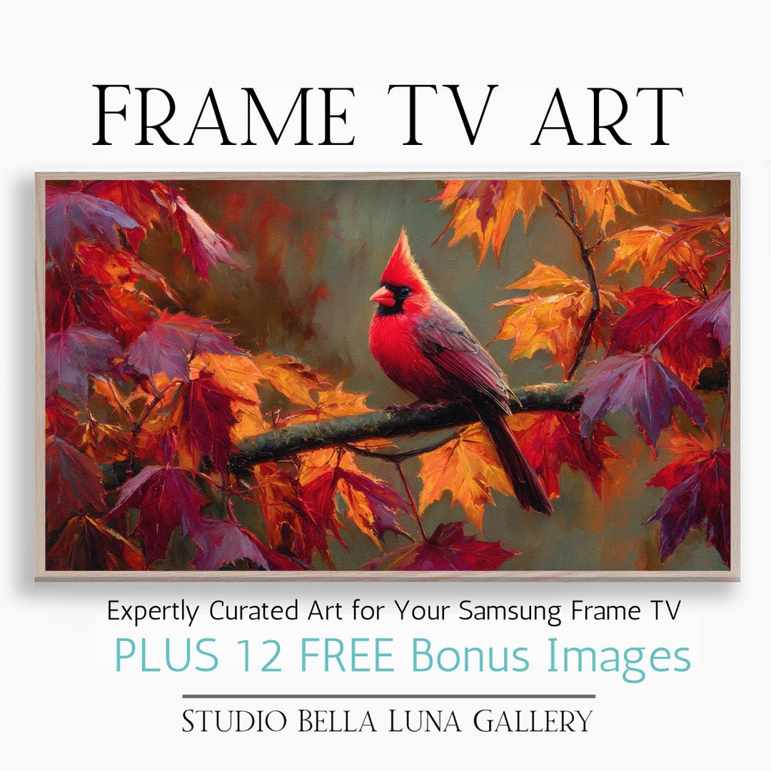 Fall Foliage Cardinal TV Art for Samsung Frame (digital Download + 12 ...