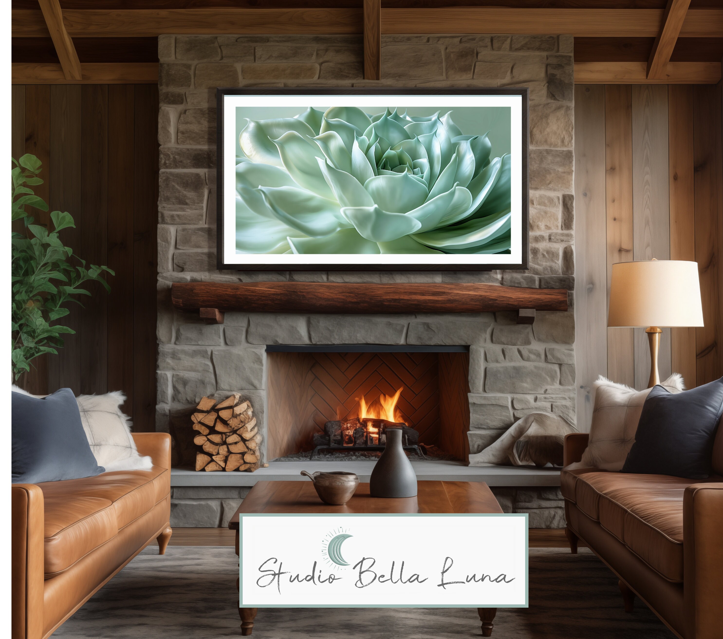 Samsung Frame TV Green Color, Frame TV Digital Art Download, Green ...