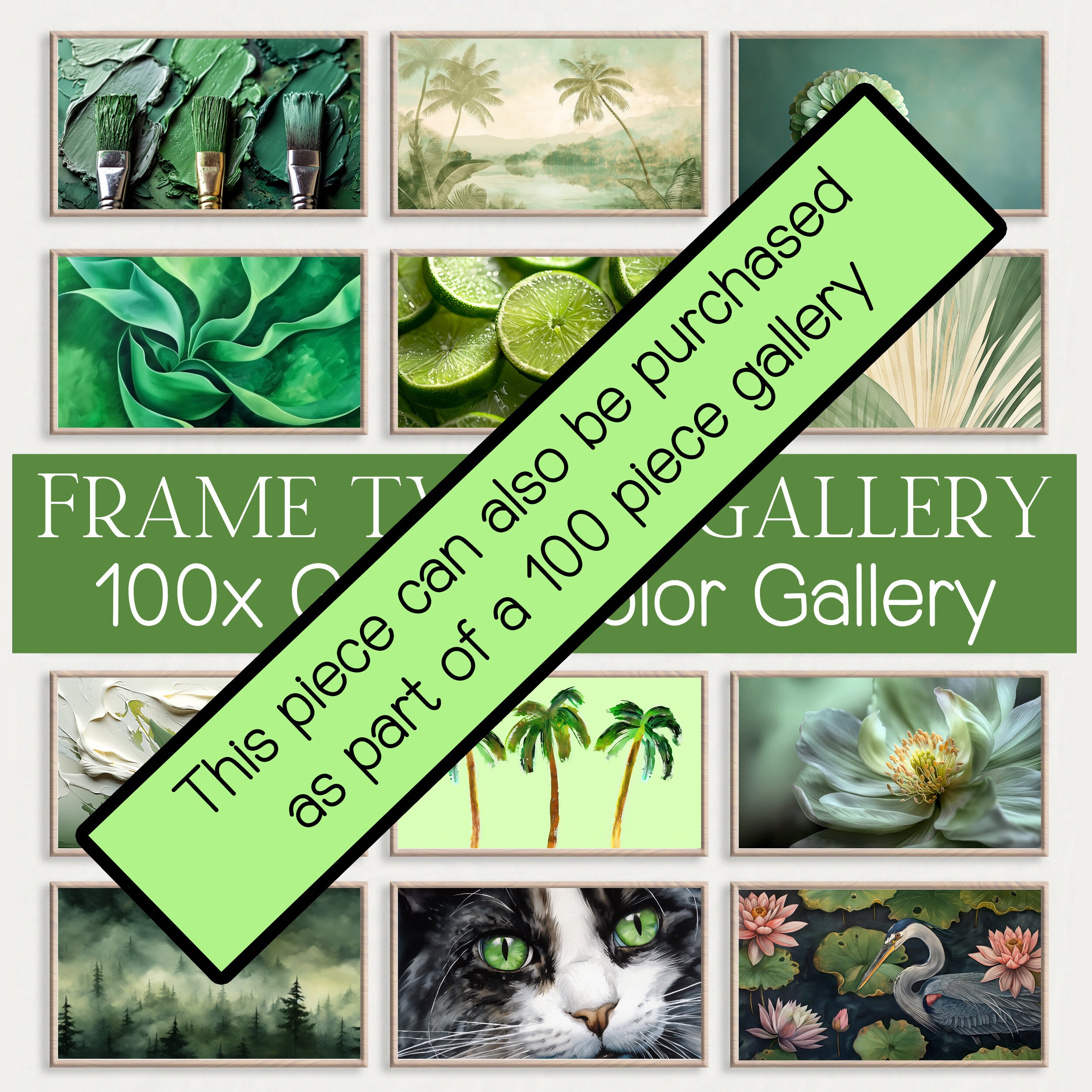 Samsung Frame TV Green Color, Frame TV Digital Art Download, Green ...