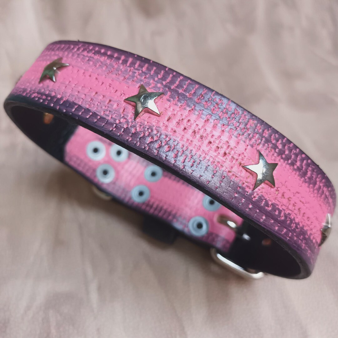 Leather Collar Manual Texture Custom Collar Collar With Stars Medium ...
