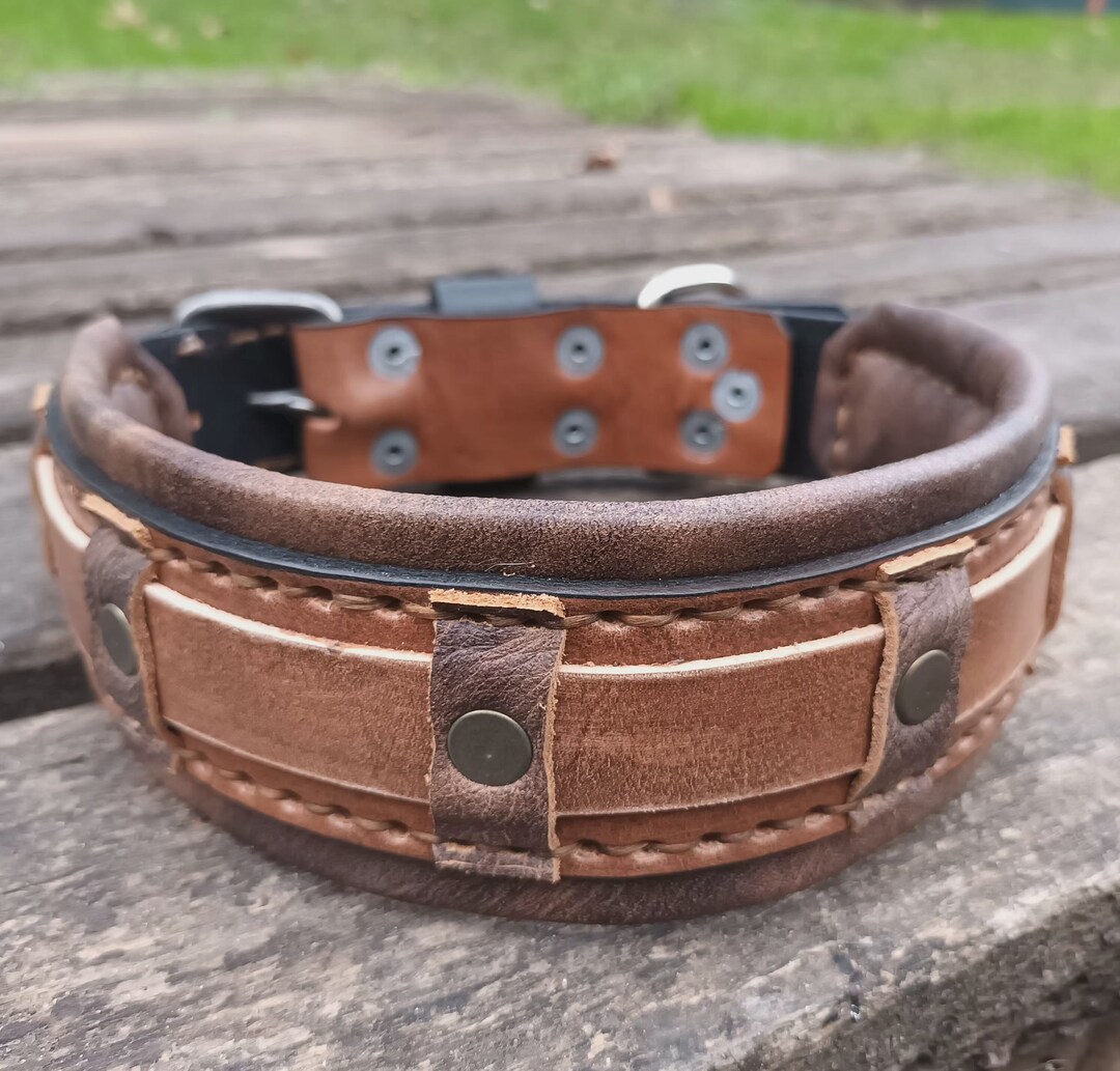 Triple Leather Collar Large Dog Collar Reinforced Collar Hand-sewn ...