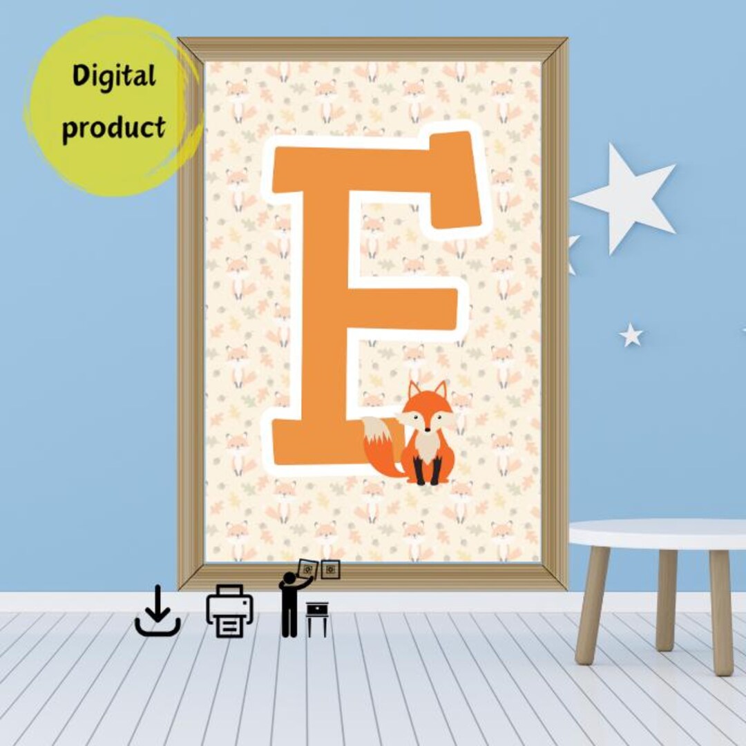 Letter F Initial Print, Digital Download, Poster, Nursery Wall Decor ...