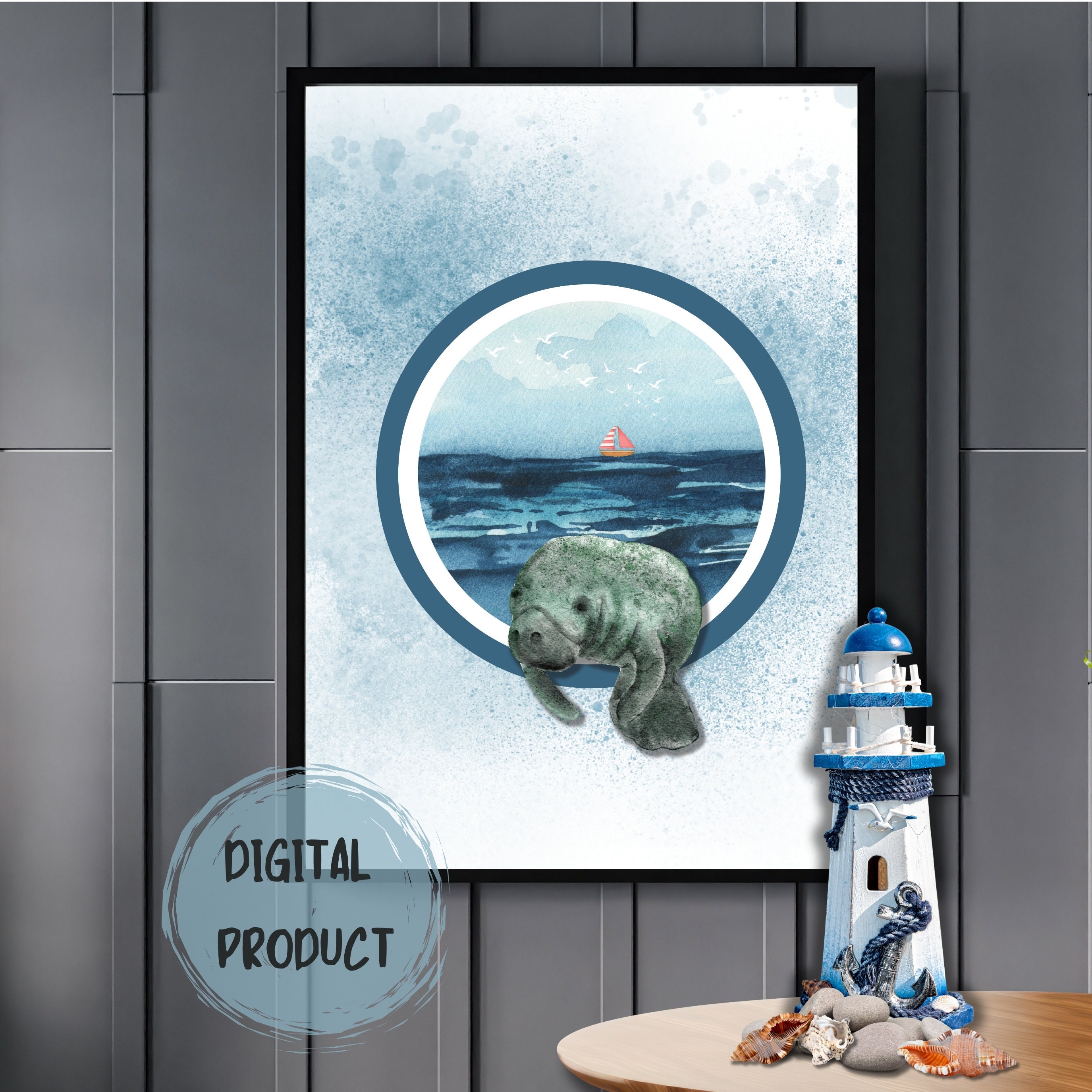 Sea Animals - Set of 3 Digital Posters. Marine Style. Ready to Print ...