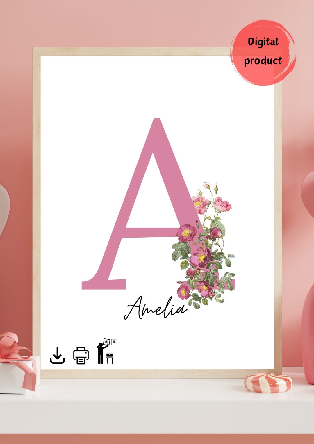 Amelia, Poster to Kids Room, Digital Download, A Letter - Etsy