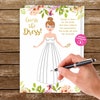 Draw the Dress Game Printable Guess the Dress Say Yes to the Dress Game ...