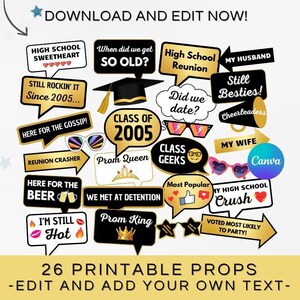 Class Reunion Photo Booth Props Funn High School Reunion Props Editable ...