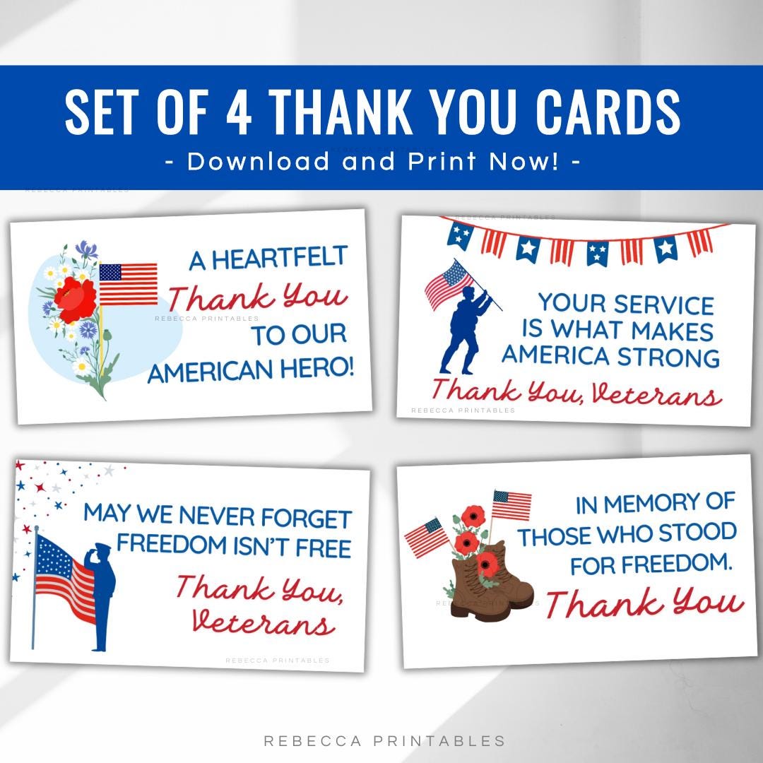 Veterans Day Thank You Cards Printable Military Thank You Cards New ...