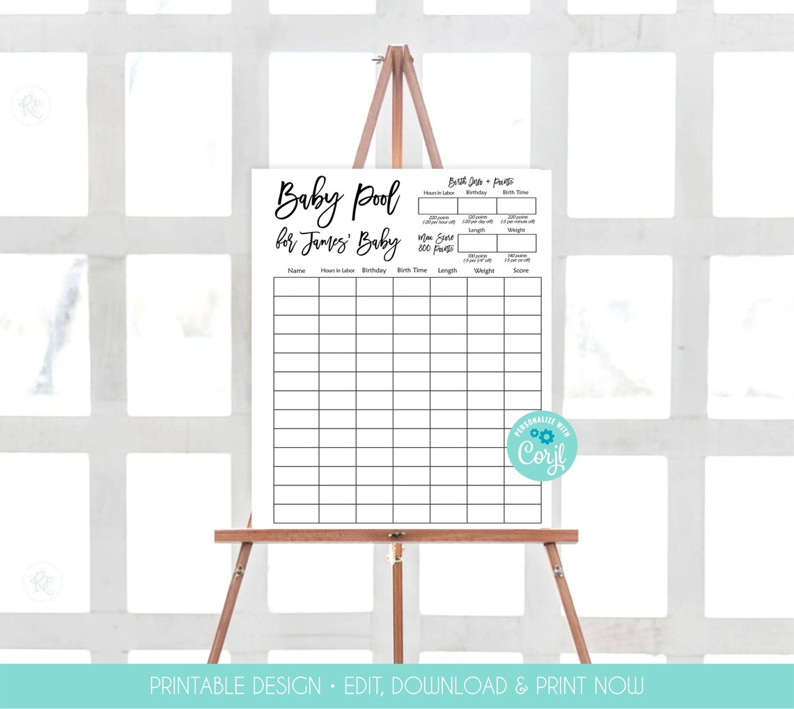 Baby Pool Game Baby Shower Printable Editable Baby Shower Activity Baby ...