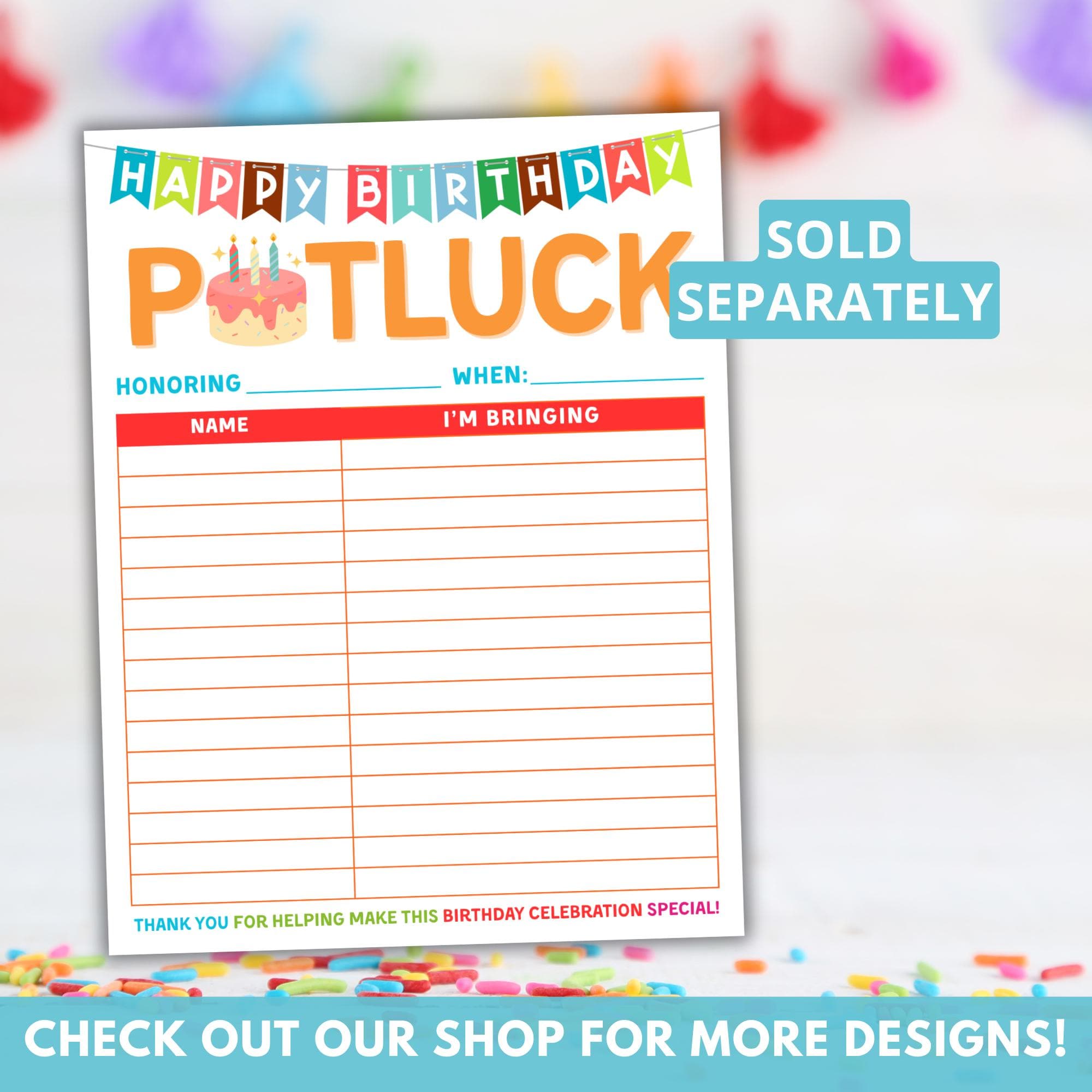 Friendsgiving Potluck Sign up Sheet Planner Office Thanksgiving Dinner ...