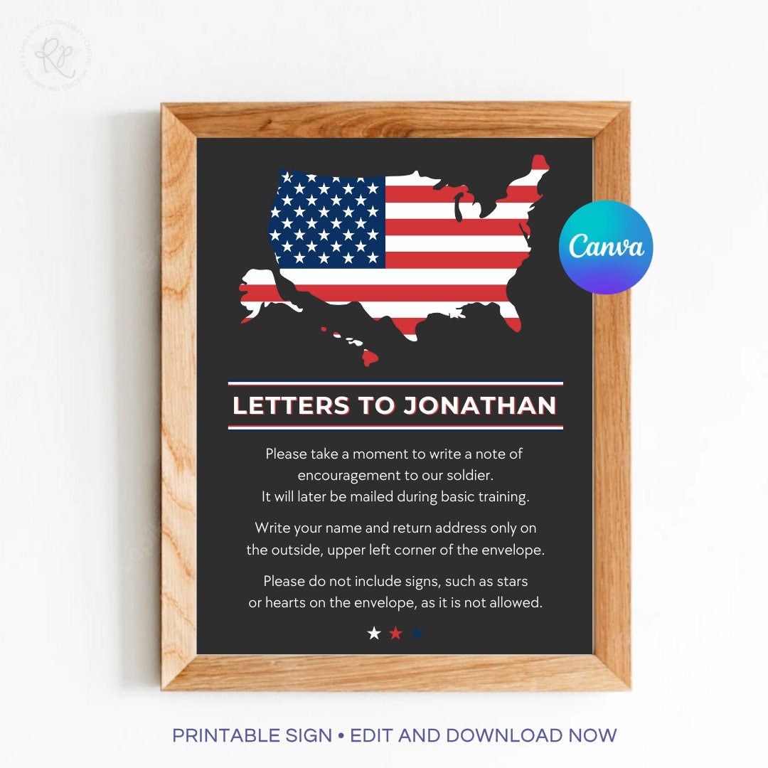 Letters to Our Soldier Sign Printable Basic Training Farewell Party ...
