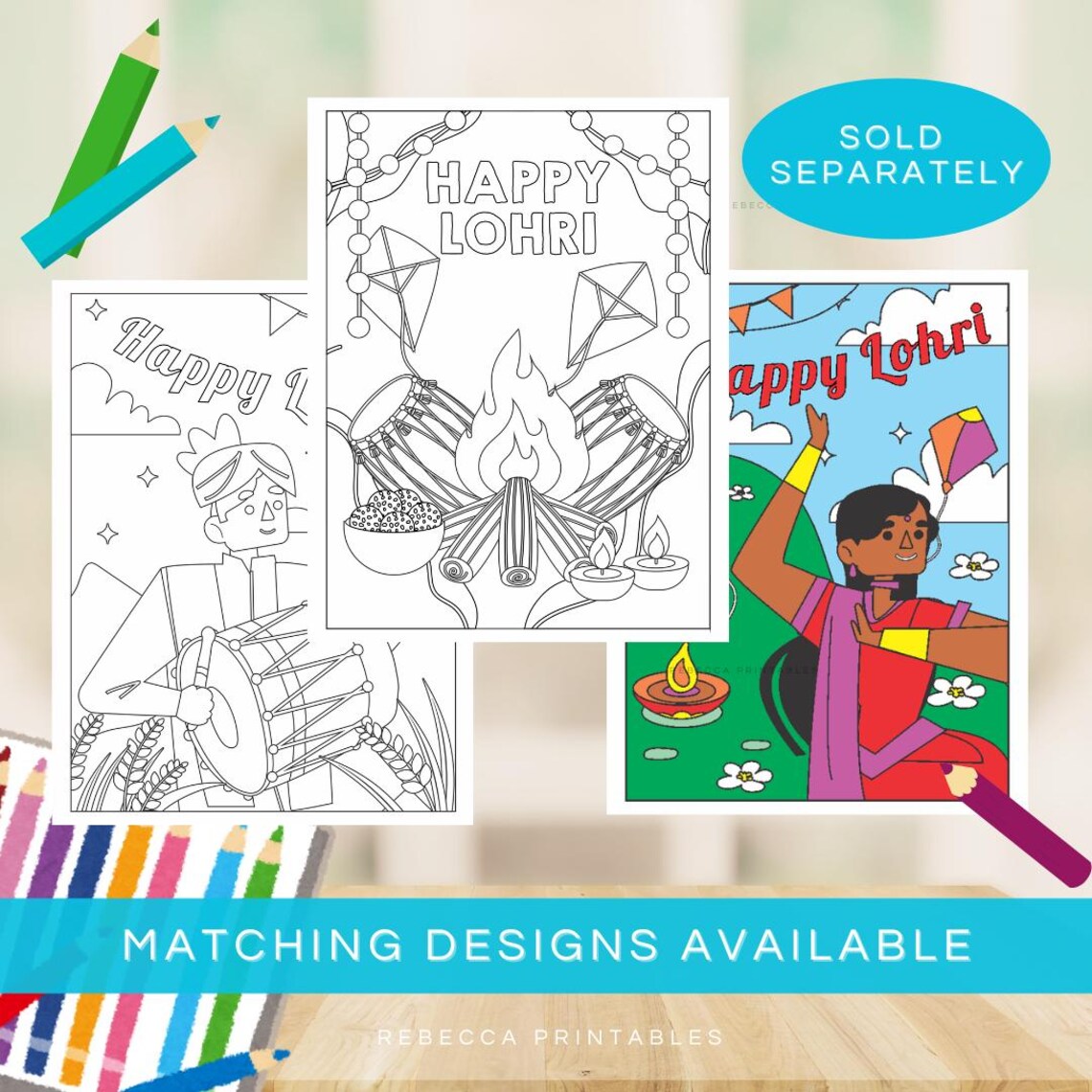 Lohri Activity and Coloring Page for Children Lohri Celebration for ...