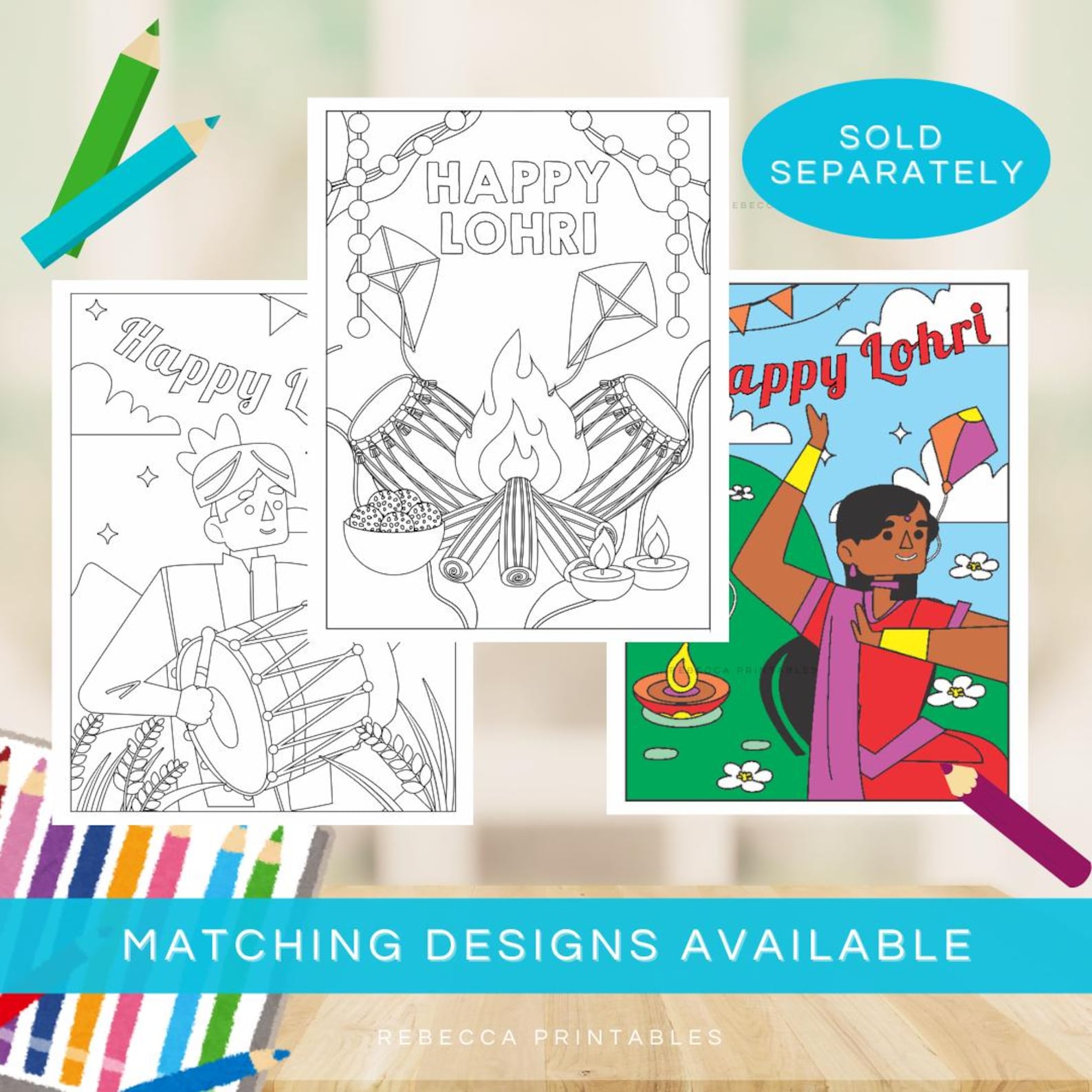 Lohri Activity and Coloring Page for Children Lohri Celebration for ...