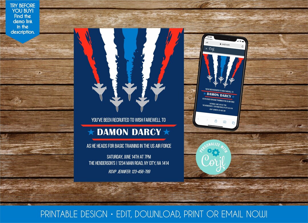 Air Force Invitation Going Away Military Invitation Army Retirement ...