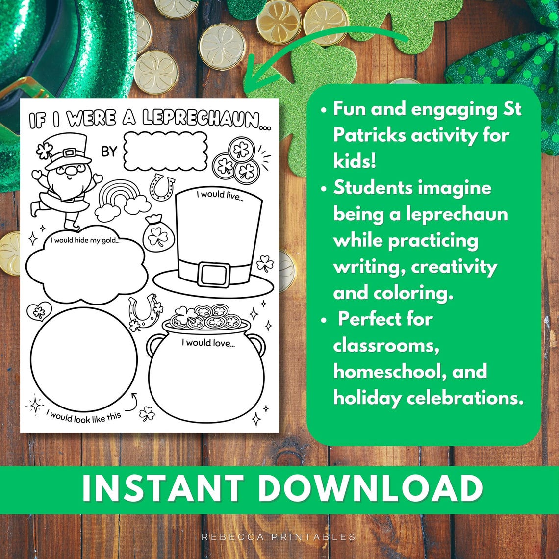 If I Were A Leprechaun Printable Kids St Patricks Day Writing Activity ...