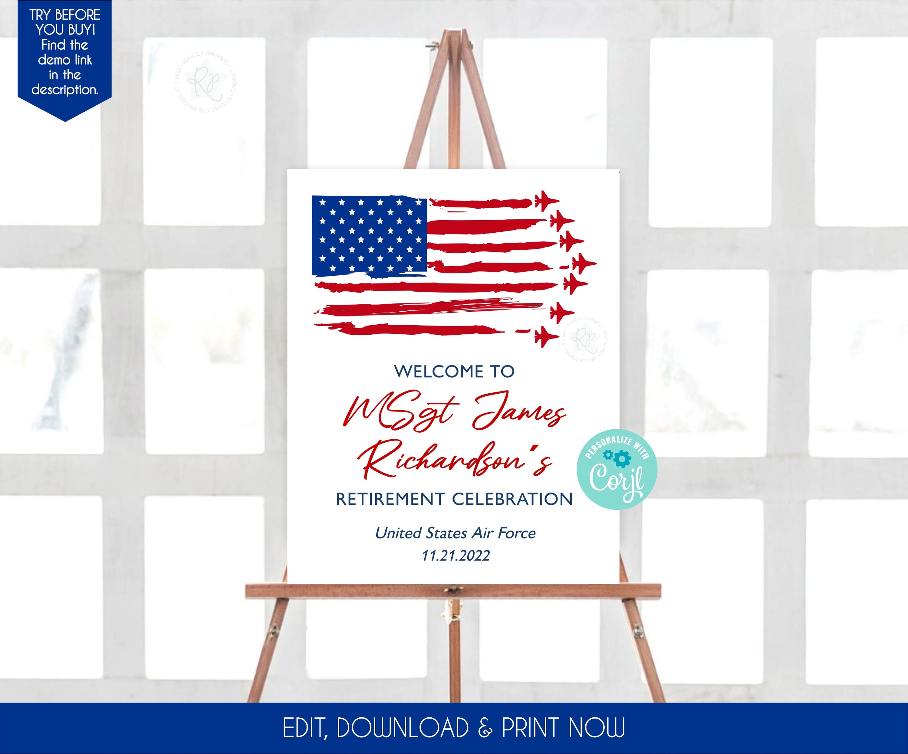 Air Force Retirement Welcome Sign Printable Airman Retirement Party US ...