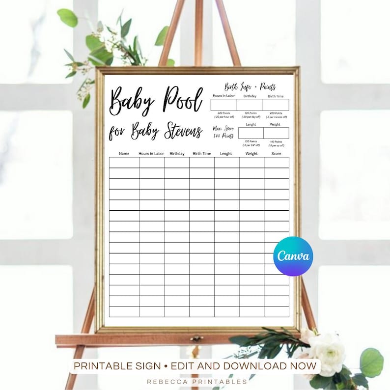 Baby Pool Game Baby Shower Printable Editable Baby Shower Activity Baby ...