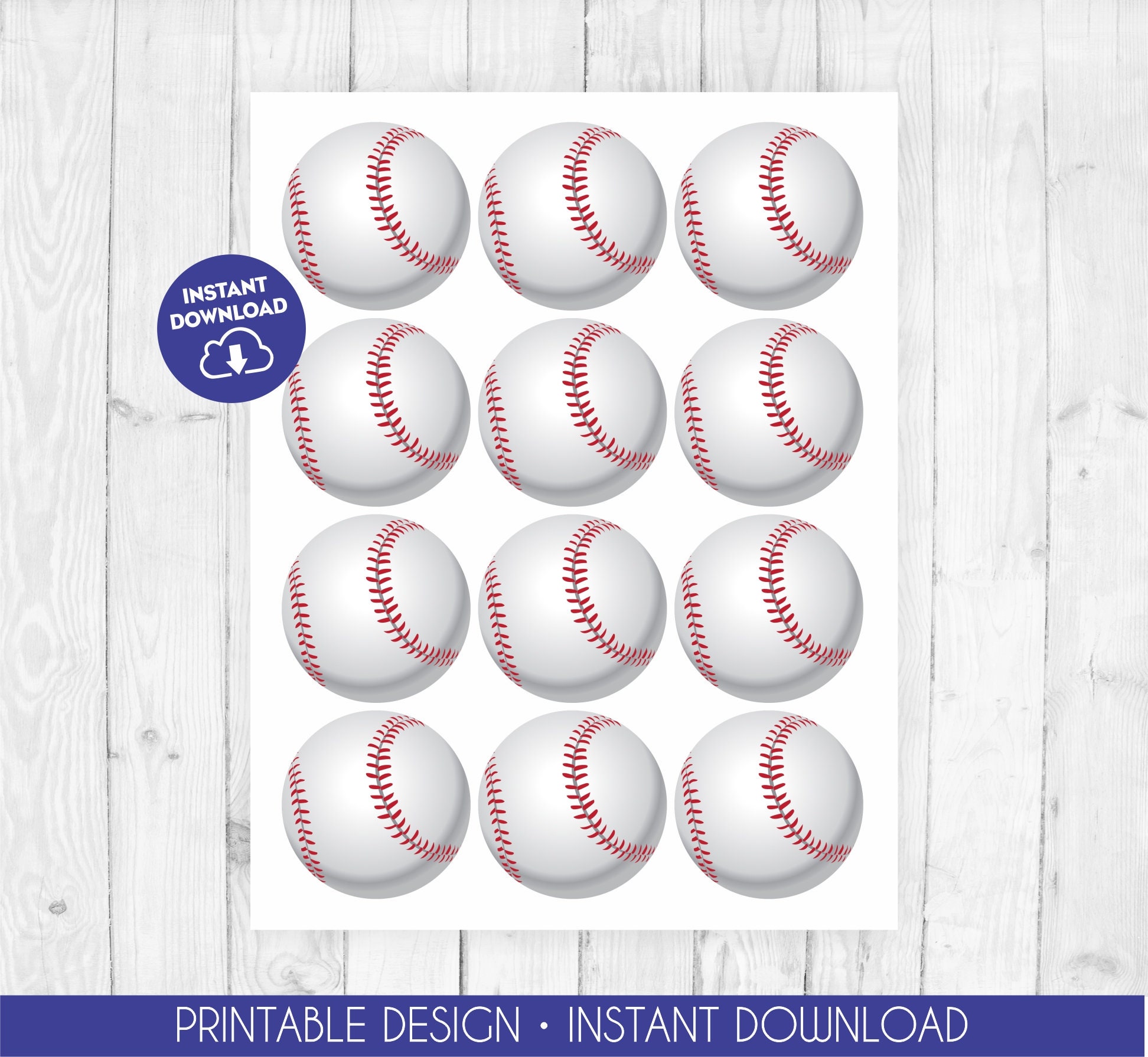 Baseball Cupcake Toppers Printable Baseball Toppers Printable Birthday ...