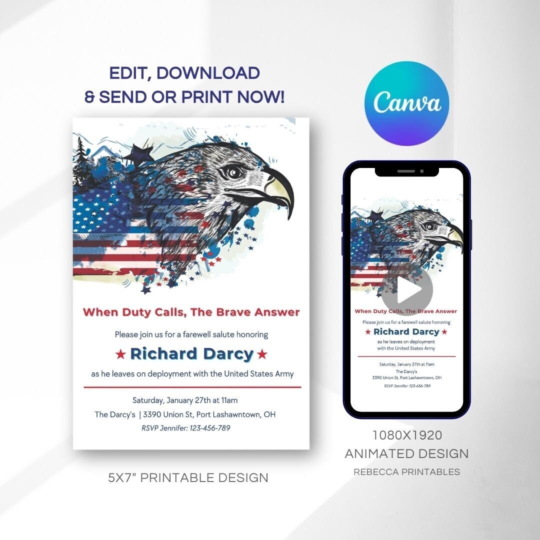 Going Away Military Invitation Deployment Party Army Going Away Party ...