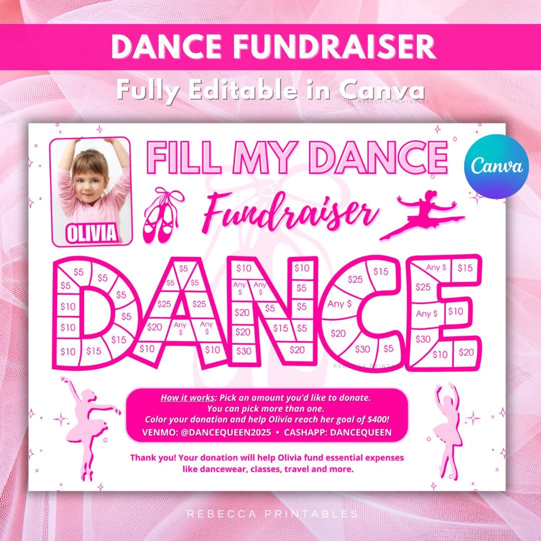 Dance Fundraiser Fill My Dance Fundraiser Sponsor Editable Fundraiser ...