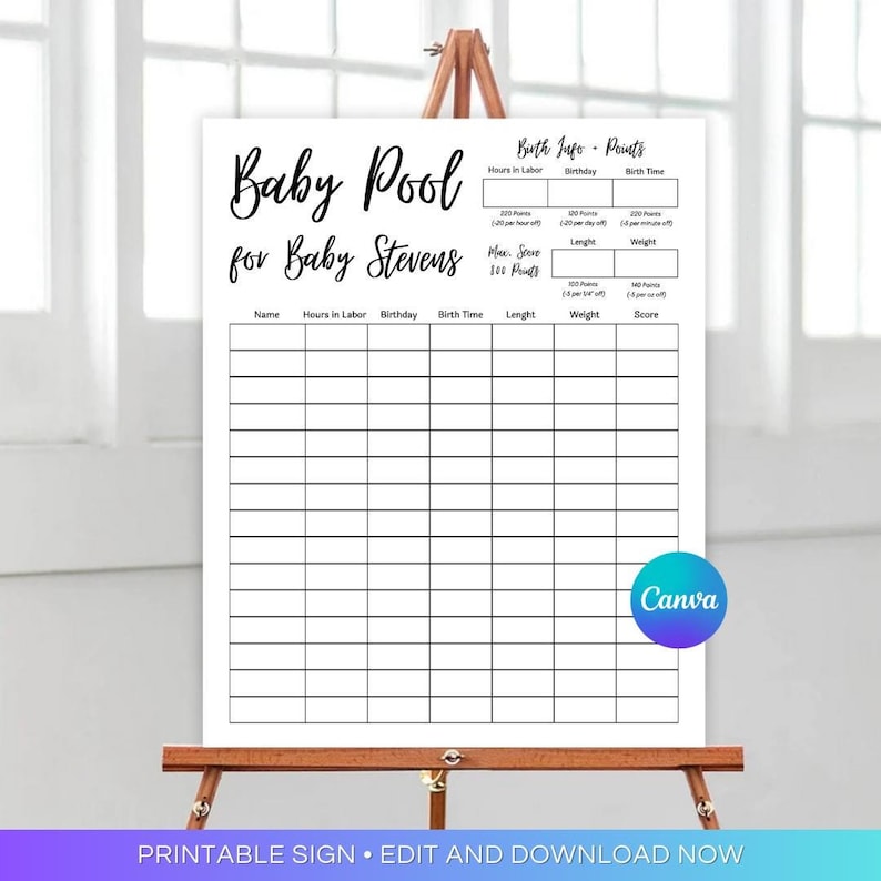 Baby Pool Game Baby Shower Printable Editable Baby Shower Activity Baby ...