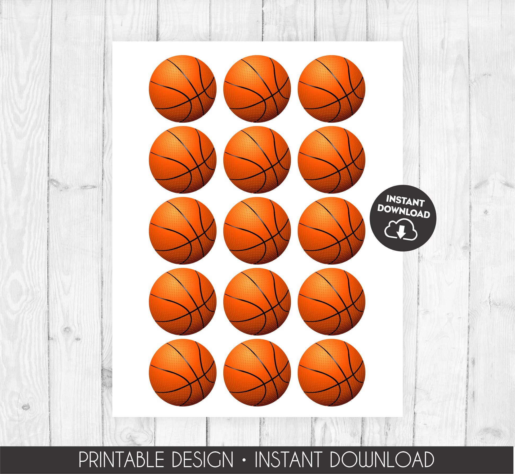Basketball Cupcake Toppers Printable Basket Toppers Printable Birthday ...