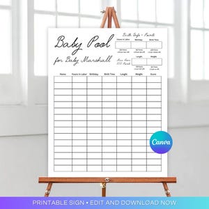 Baby Pool Game Baby Shower Printable Baby Predictions Game Editable ...