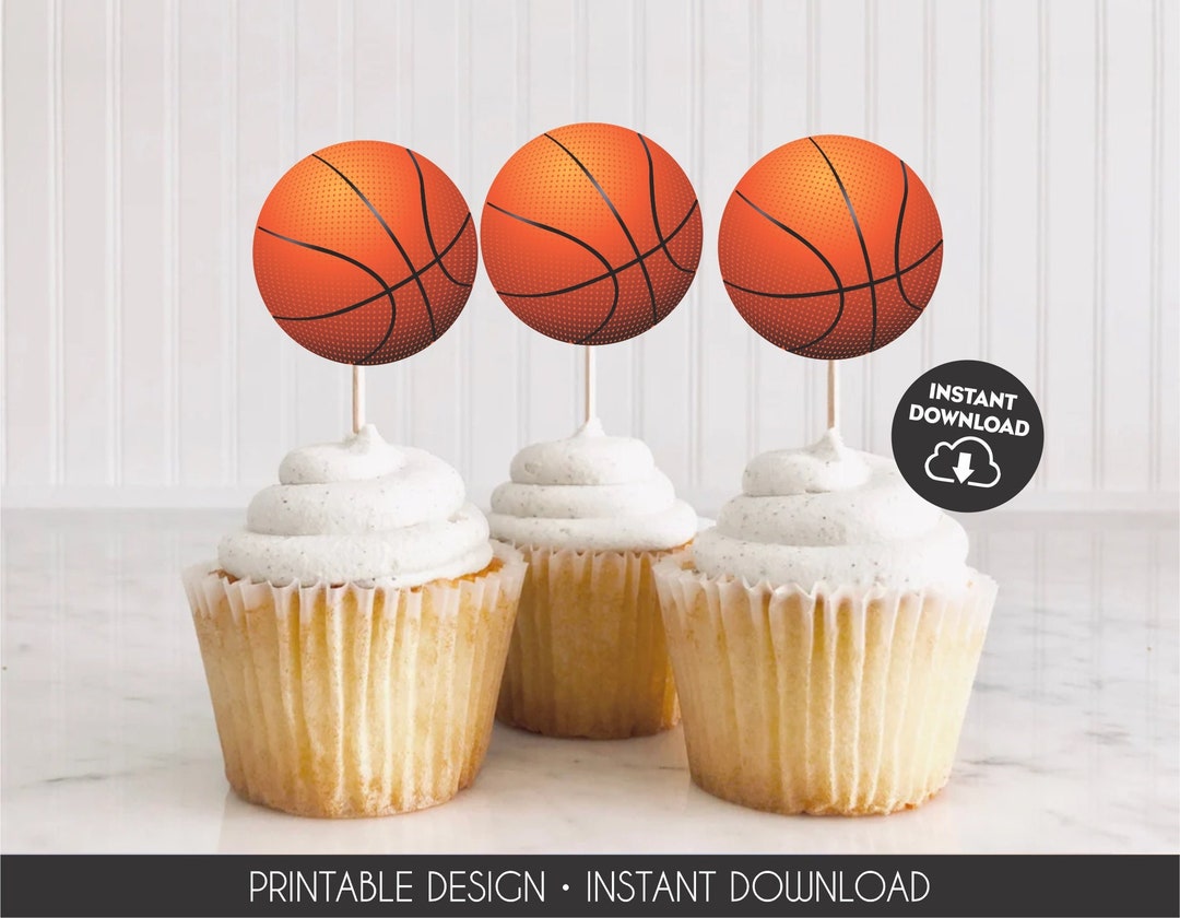 Basketball Cupcake Toppers Printable Basket Toppers Printable Birthday ...