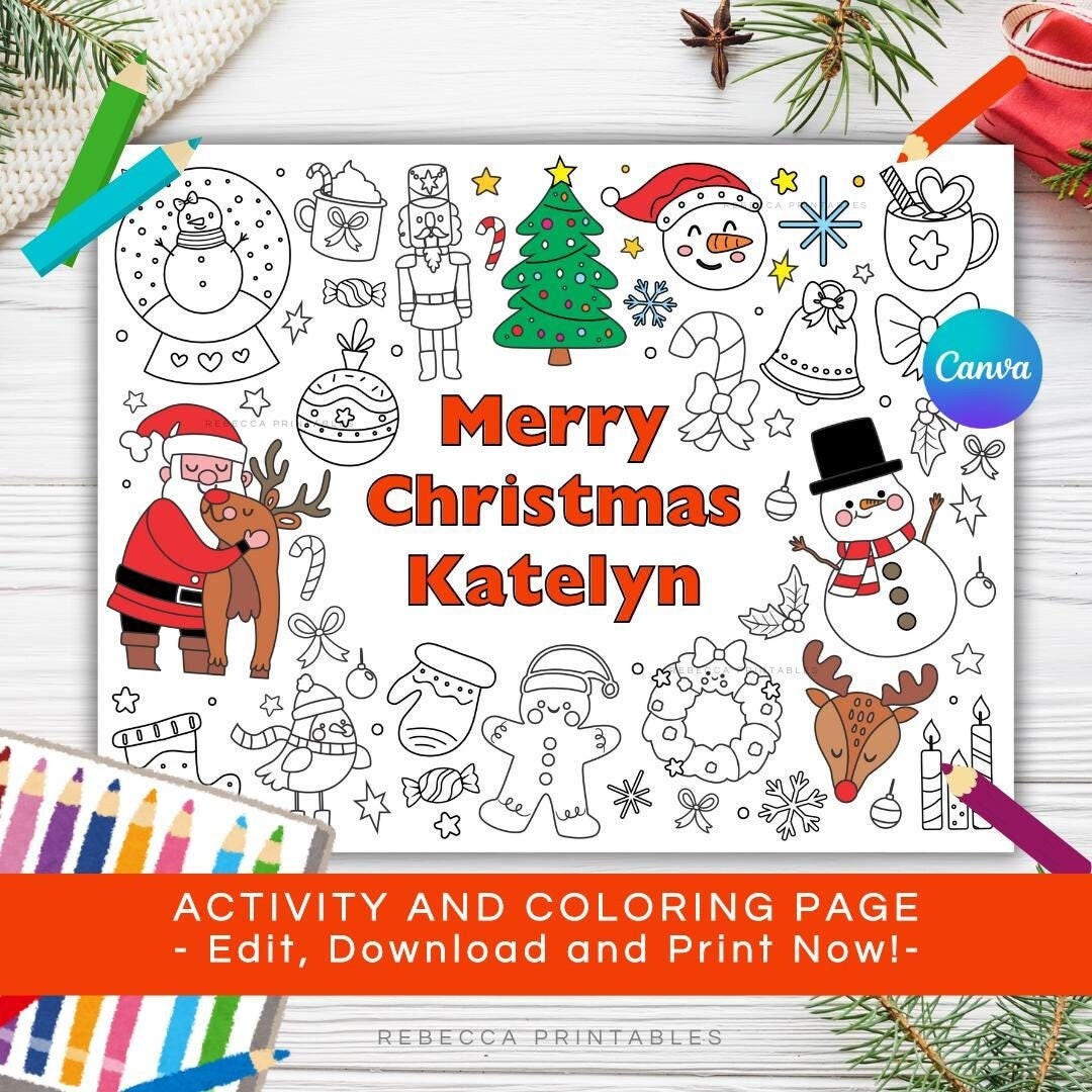 Personalised Christmas Coloring Placemat Christmas Eve Box Ideas ...