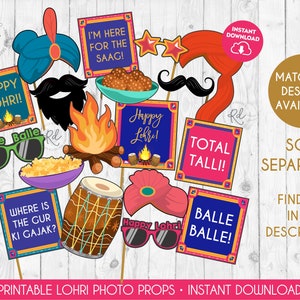 Dholki Props Party Printable Desi Wedding Photo Booth Props Dholki ...