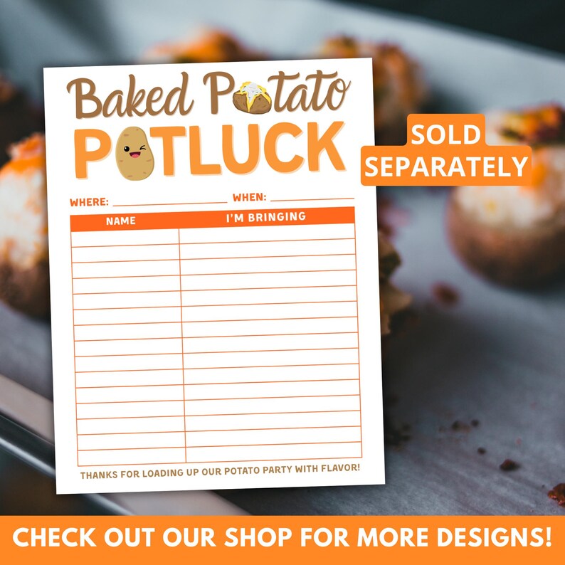 Retirement Potluck Sign-up Sheet Printable Office Potluck Page ...