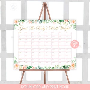 Guess the Baby Weight Printable Baby Shower Betting Squares Game Party ...