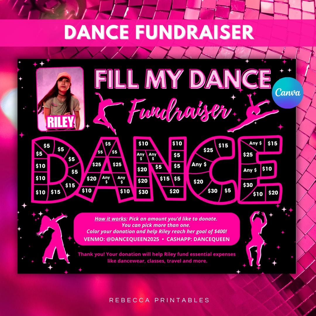 Dance Fundraiser Fill My Dance Fundraiser Sponsor Editable Ballet ...