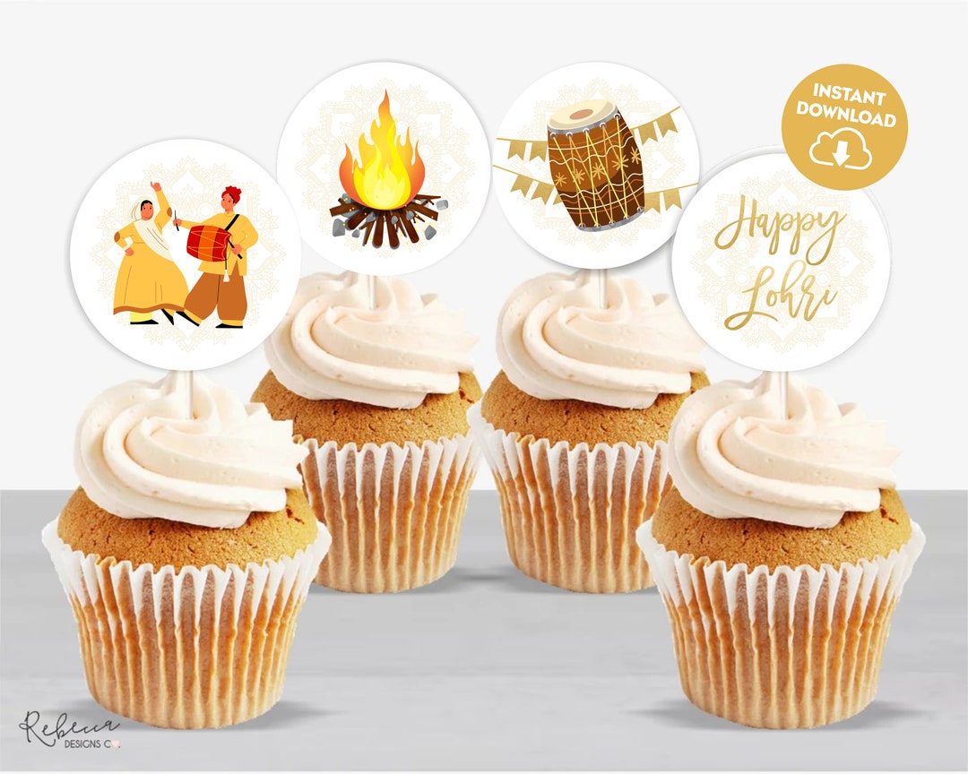 Lohri Stickers Lohri Cupcake Toppers Printable Lohri Favor Tags First ...