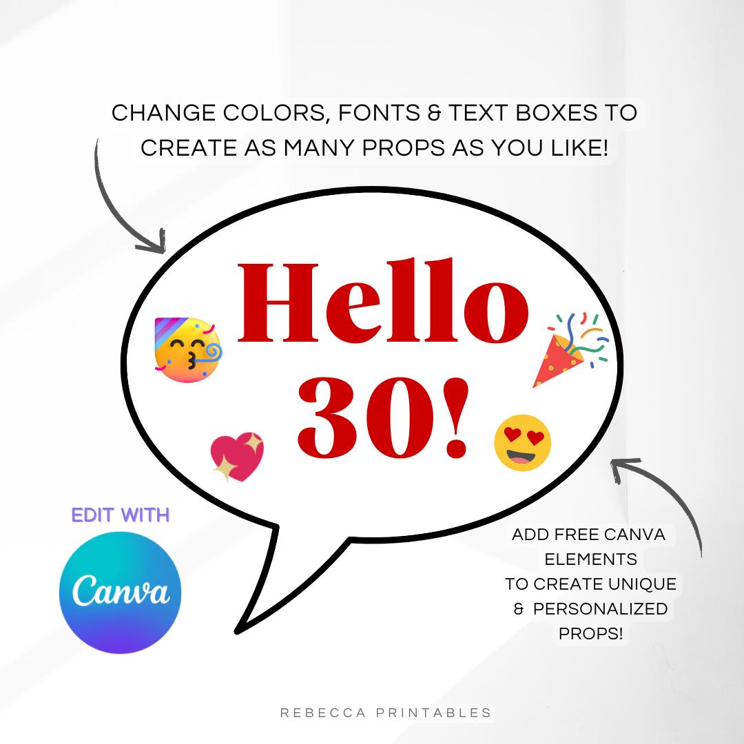 Class Reunion Photo Booth Props Funn High School Reunion Props Editable ...