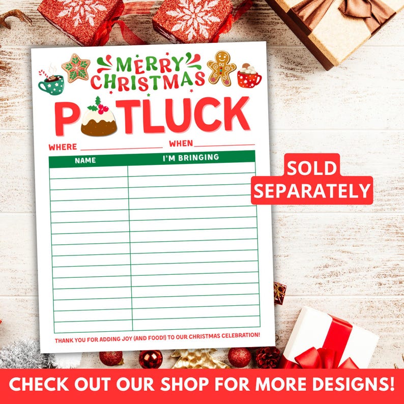 Retirement Potluck Sign-up Sheet Printable Office Potluck Page ...