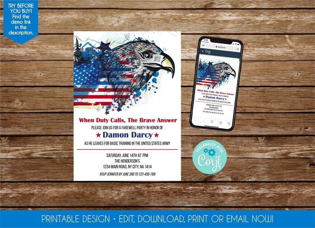 Going Away Military Invitation Deployment Party Army Going Away Party ...