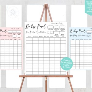 Baby Pool Game Baby Shower Printable Baby Predictions Game Editable ...