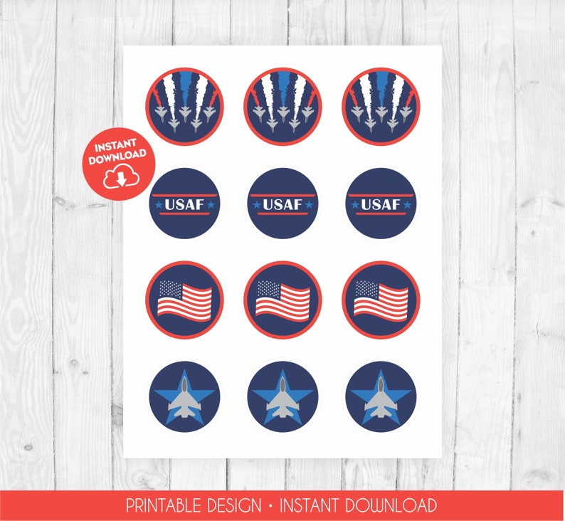 Air Force Cupcake Toppers Printable Air Force Decor Air Force ...